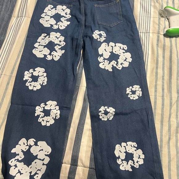 Denim Tears | Jeans | Denim Tears Blue Jeans With White Floral Patterns ...